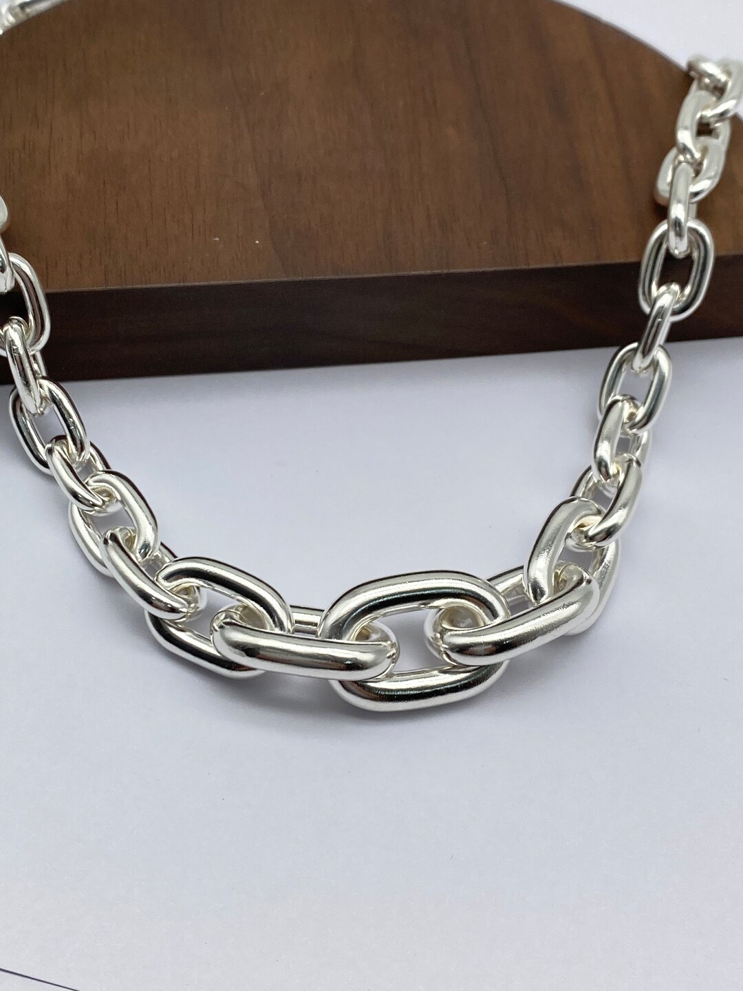 Heavy Sterling Silver Mens Cable Chain Necklace: Chunky Handmade Design ...