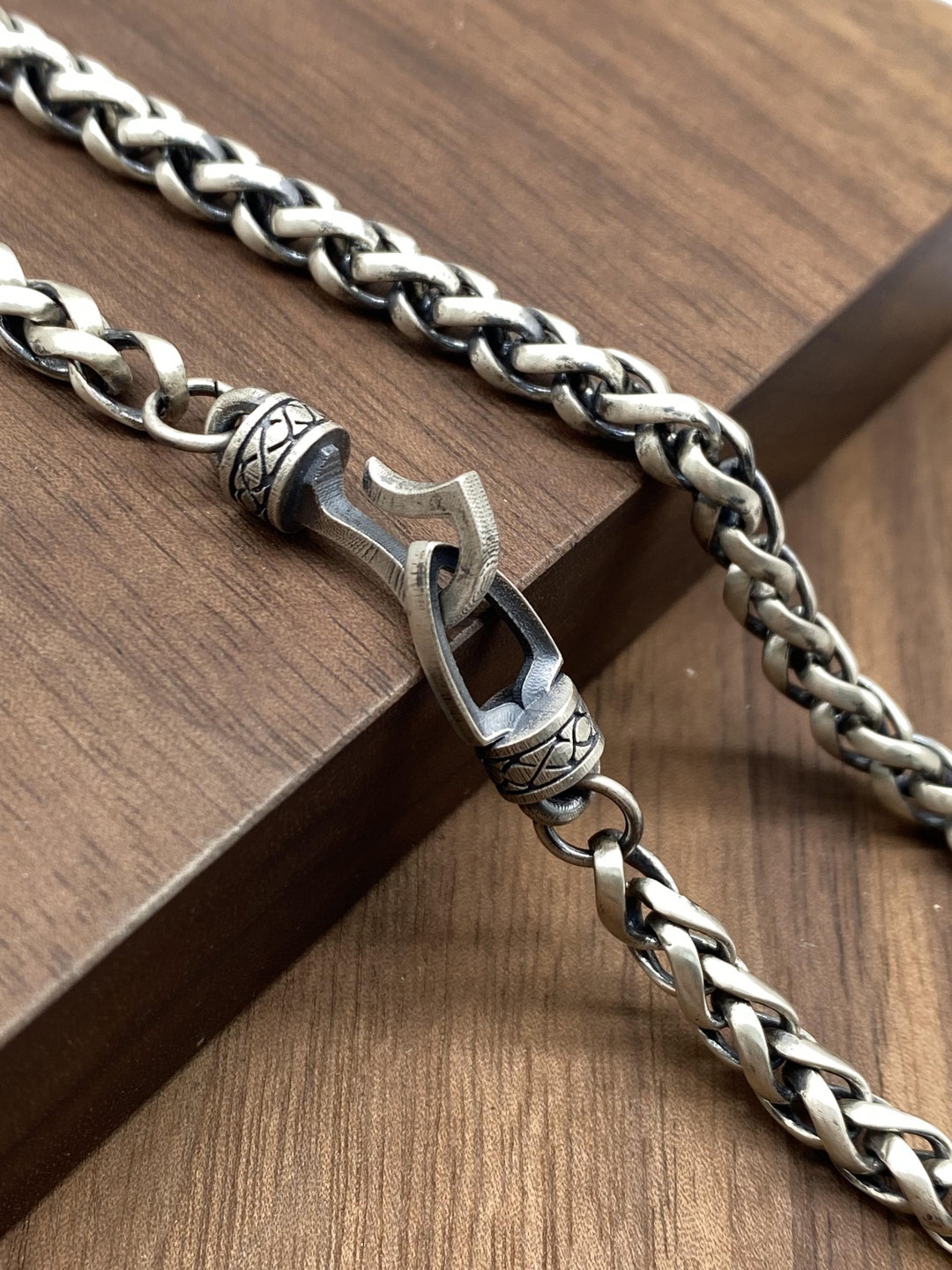 5mm Oxidized Silver Braid Chain Wheat Chain Viking Chain Sterling ...