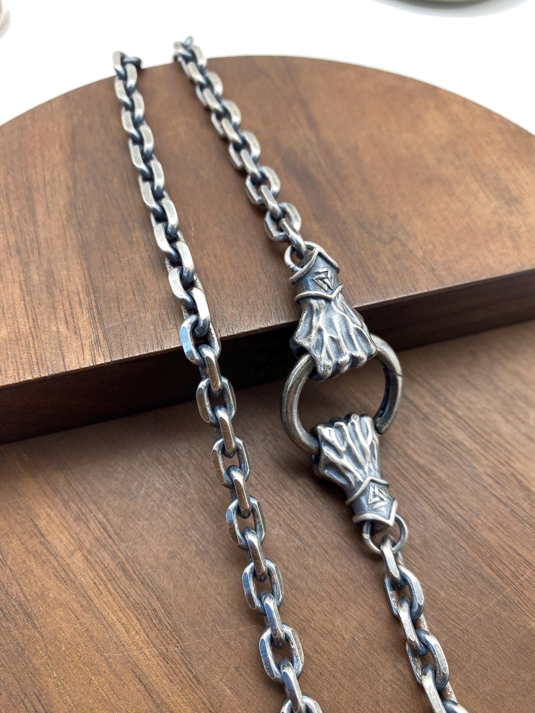 Mens Silver Chain Fist Necklace 925 Sterling Silver 6mm - Etsy