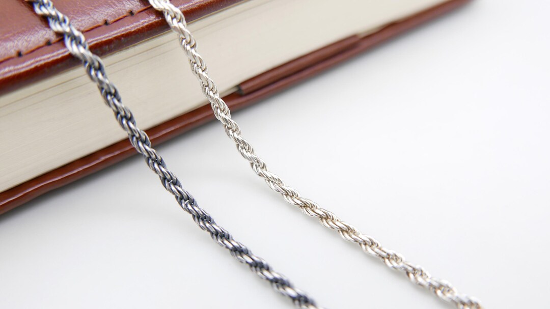 Rope Chain Twist Chain 925 Sterling Silver- White Silver/oxidized - Etsy