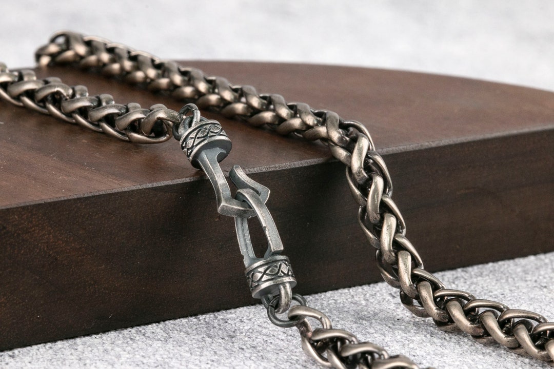 5mm Oxidized Silver Braid Chain Wheat Chain Viking Chain Sterling ...