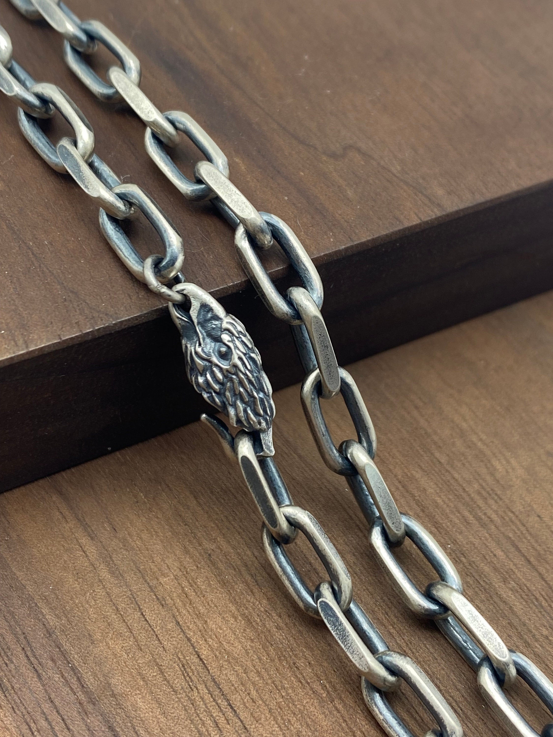 Mens Oxidized Silver Eagle Necklace: Cable Chain, Eagle Hook Clasp - Etsy