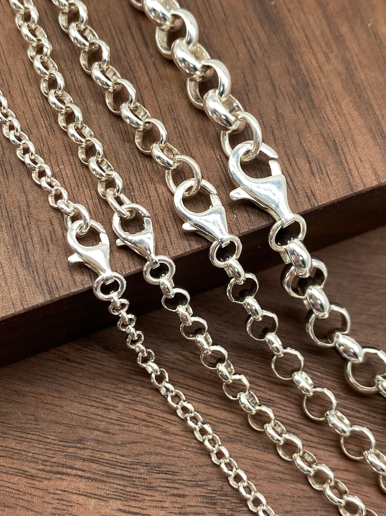 Sterling Silver 925 Rolo Chain: Custom Length Pendant Chain (3mm-7mm ...