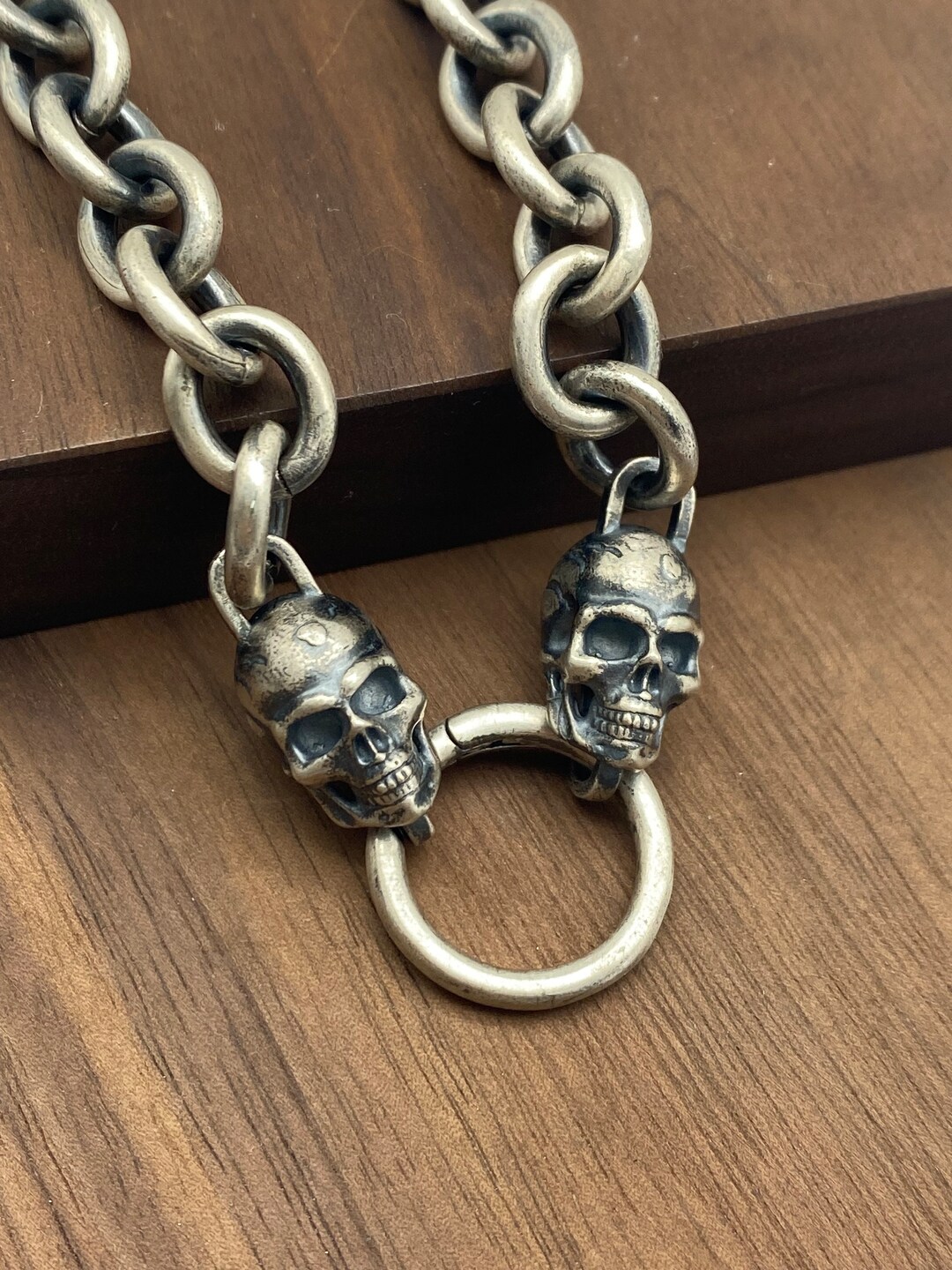 10mm Mens Necklace Skull Necklace Gothic Neckalce Silver Chain Cable ...