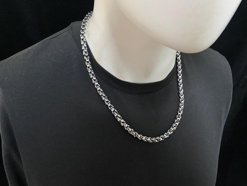 Mens Sterling Silver Dragon Scale Chain - Viking Necklace (6.5mm) - Etsy