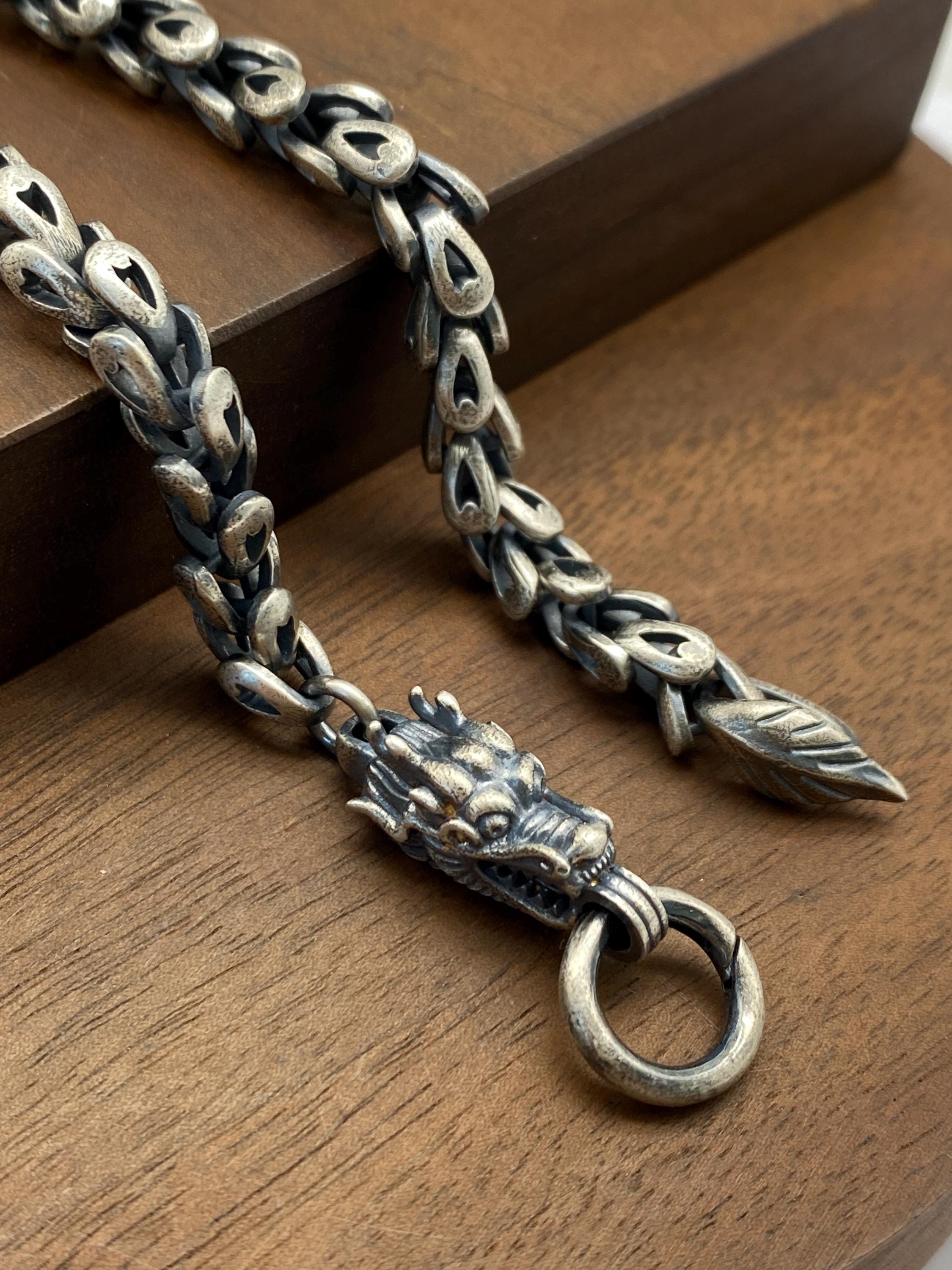 Mens Sterling Silver Dragon Scale Chain - Viking Necklace (6.5mm) - Etsy