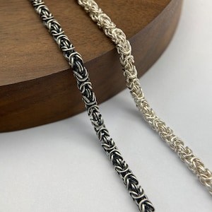 925 Sterling Silver Oxidized Chain Mens Unisex Necklace 3.7mm - Etsy
