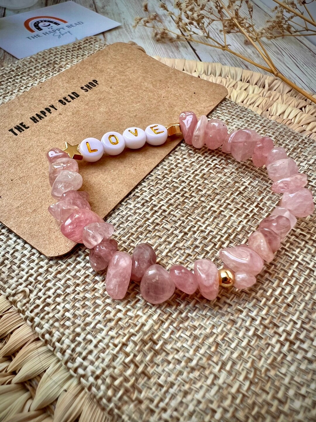 Rose Quartz Personalised Crystal Bracelet Healing Crystal - Etsy