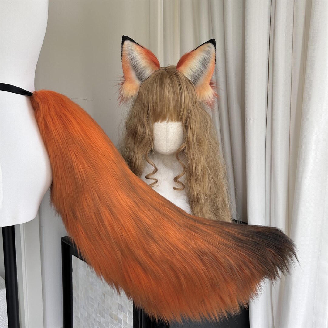 Red Fox Ears and Tail Set, Fox Ears, Fox Tail, Furry, Faux Fur, Cosplay ...