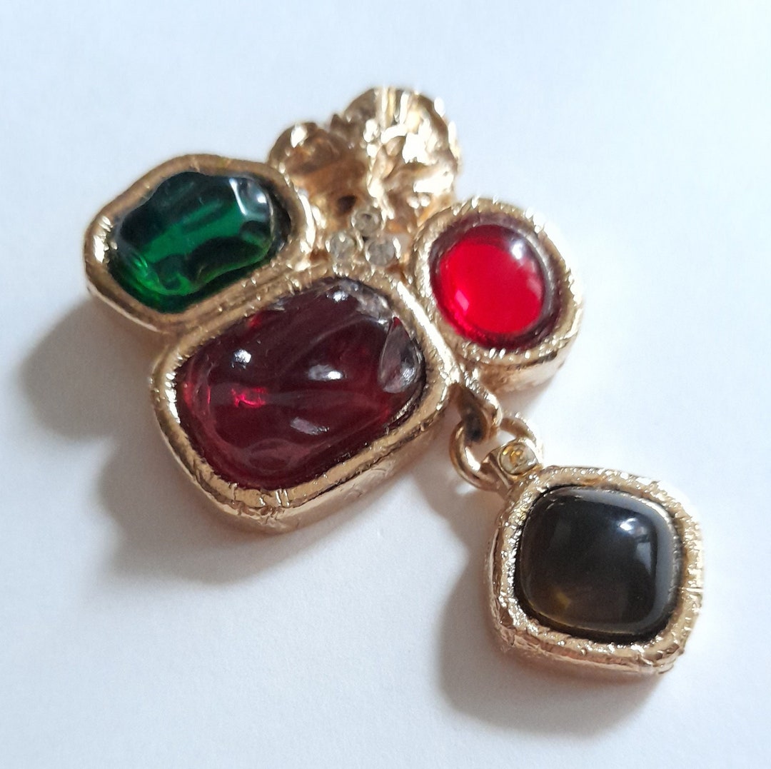 Givenchy Vintage Gold-plated Brooch With Resin Cabochons and - Etsy