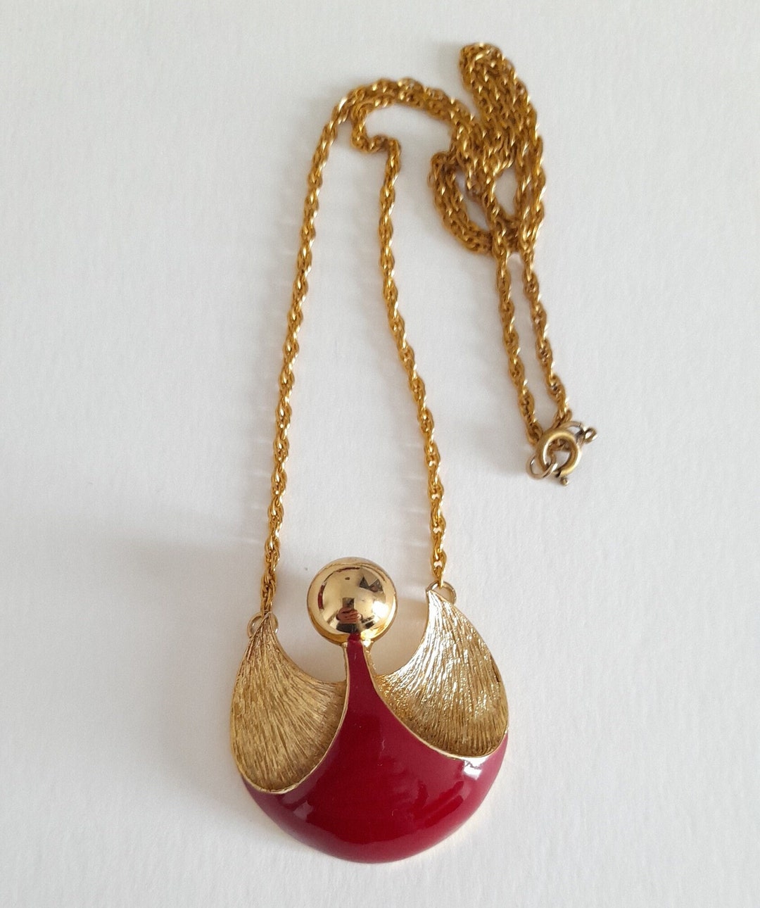 Orena Paris Vintage Gold and Red Email Necklace, Gift for Her - Etsy