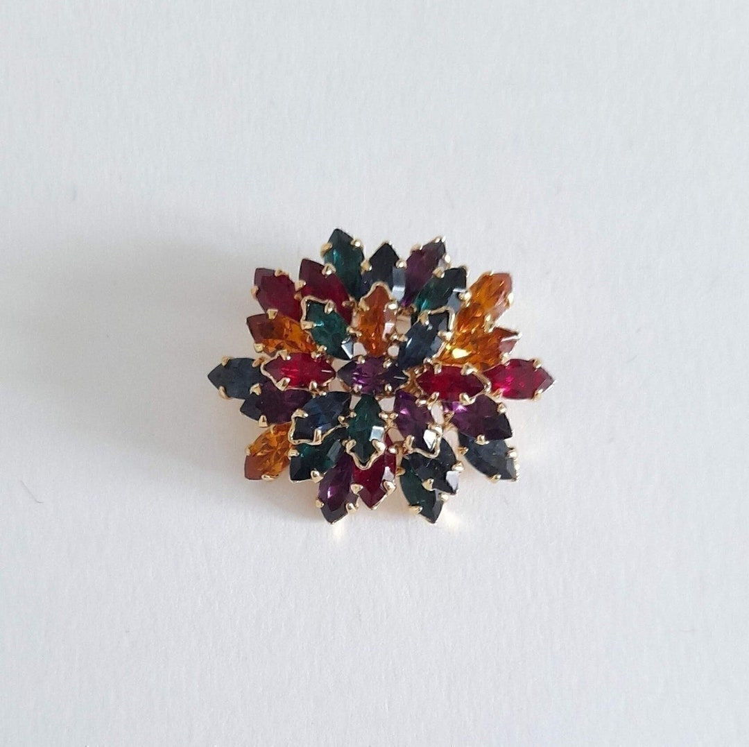 Agatha Paris - Vintage Crystal Flower Brooch, Gift for Her - Etsy