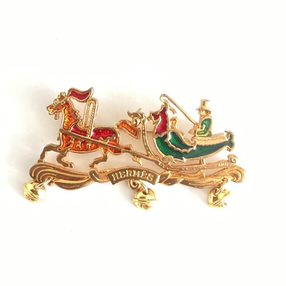 Hermès - Authentic vintage carriage brooch in gold pl… - Gem
