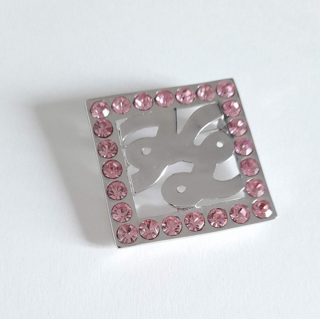 Karl Lagerfeld Vintage Initial KL Brooch With Crystals, Gift for Her ...