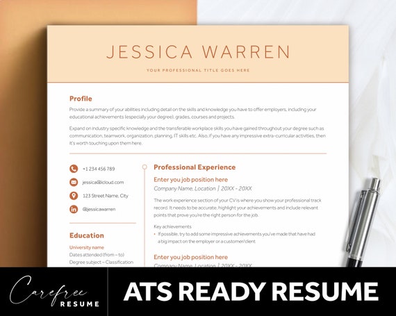 Bright Sunny Modern Resume Template Set Professional Resume | Etsy