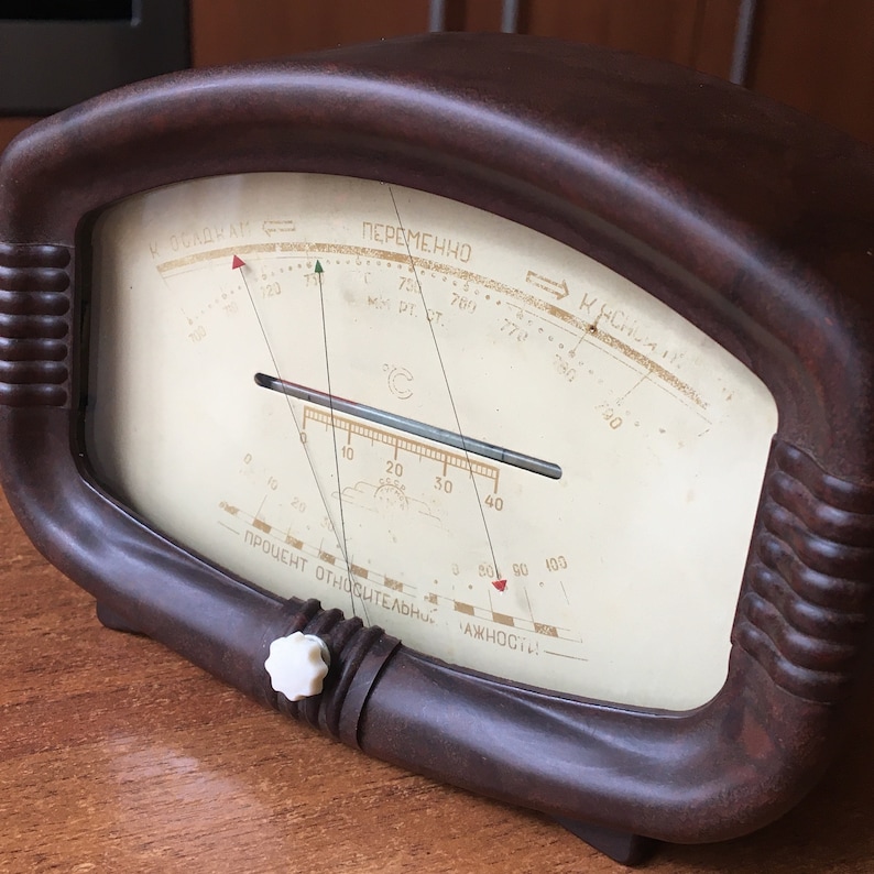 1950s. Bakelite Case, Thermometer, Barometer, Hygrometer, Humidity ...