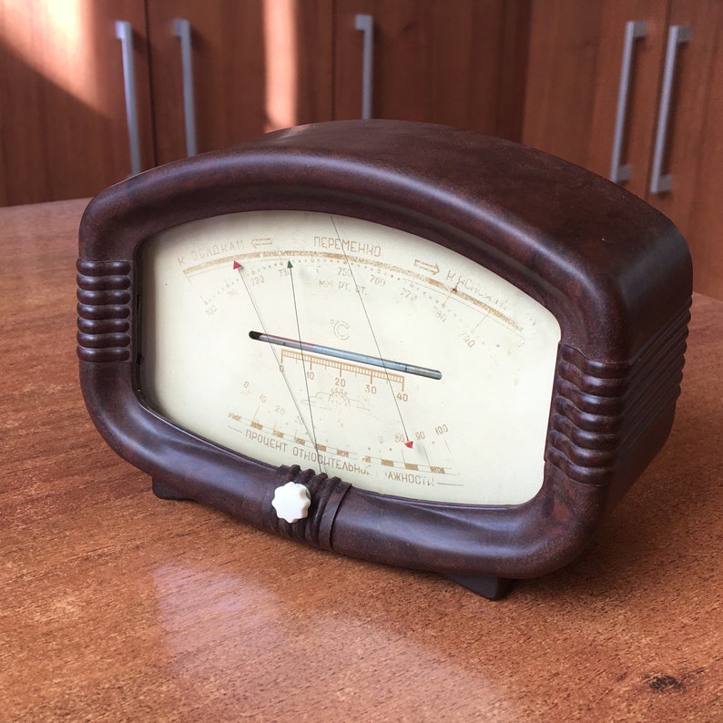 1950s. Bakelite Case, Thermometer, Barometer, Hygrometer, Humidity ...