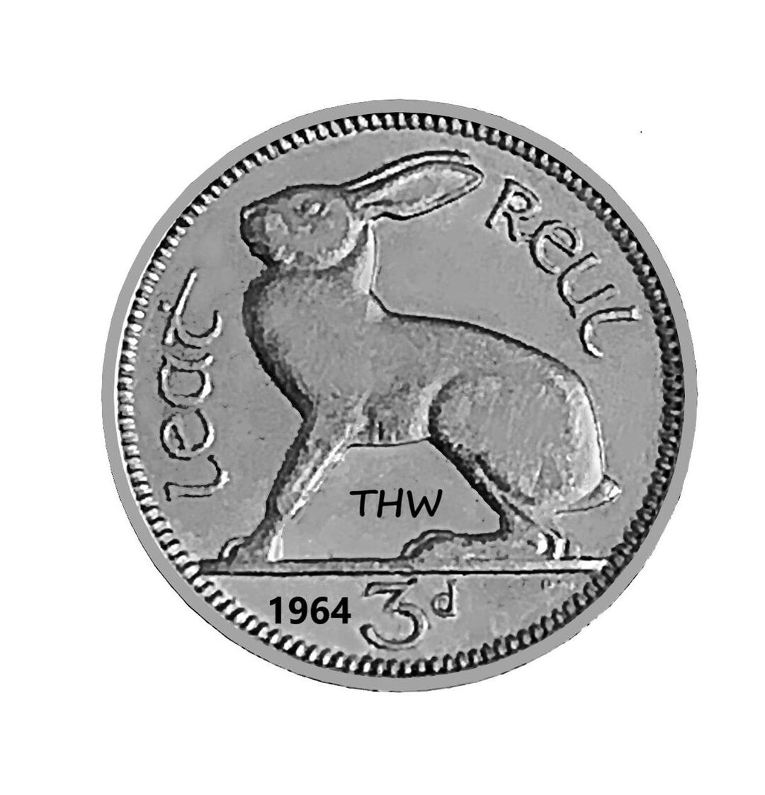 3 Pence Ireland 1964 3 Pingin Reul Hare - Etsy