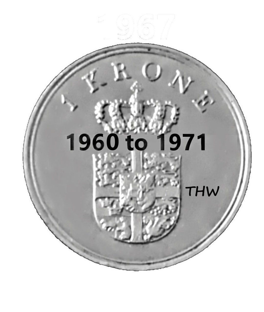 1 Krone 1960-1971 - Danish Krone - Denmark - Select Year(s) / Quantity ...