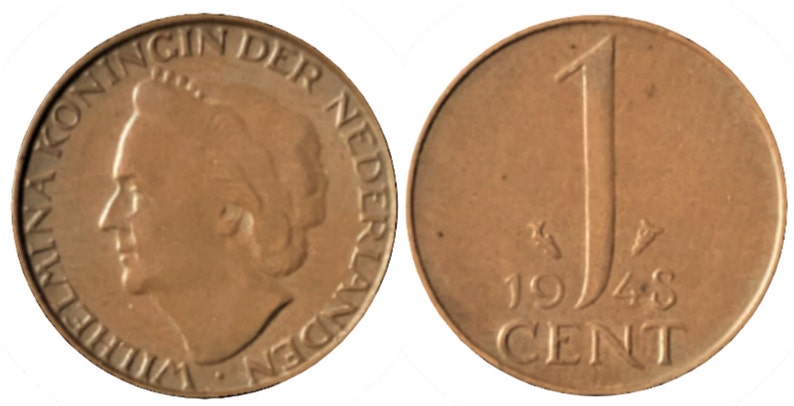 1948 1 Cent Wilhelmina Nederland Uitstekende staat - Etsy Nederland