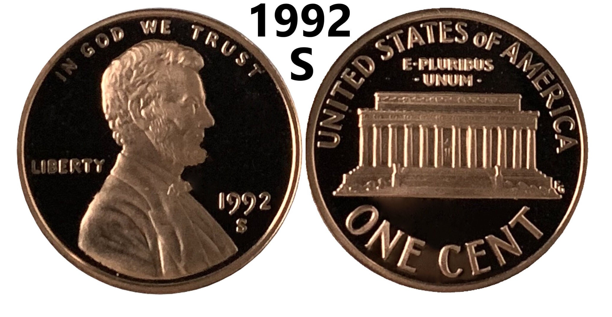 1992-S Proof Cent Gem BU Collectible Coin 1992-S Proof Lincoln Penny - Etsy