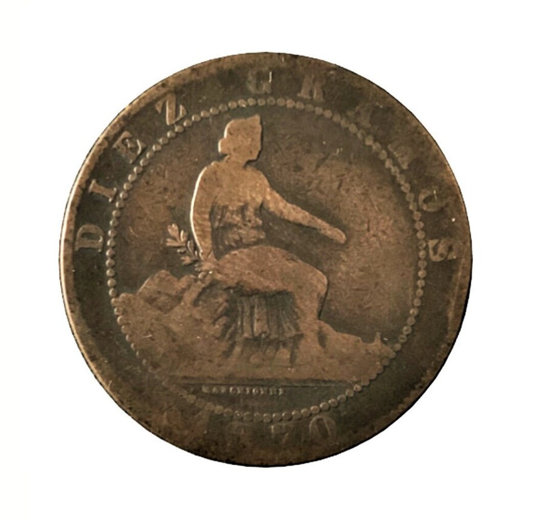 1870 10 Centimos Diez Centimos Bronze Collectors Coin - Etsy