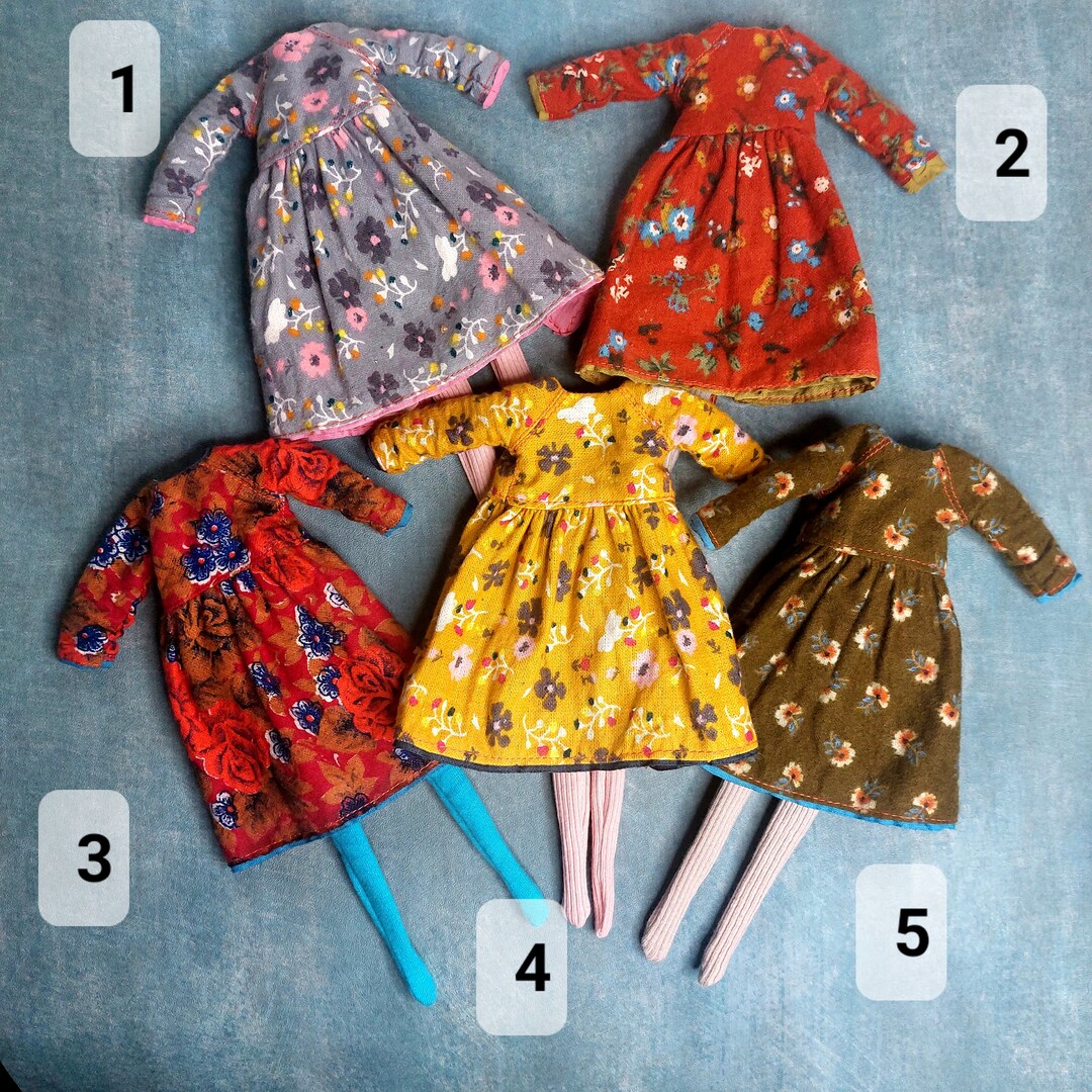 Handmade Flannel Dress for Blythe Doll, Tights for Dolls, Outfit for ...