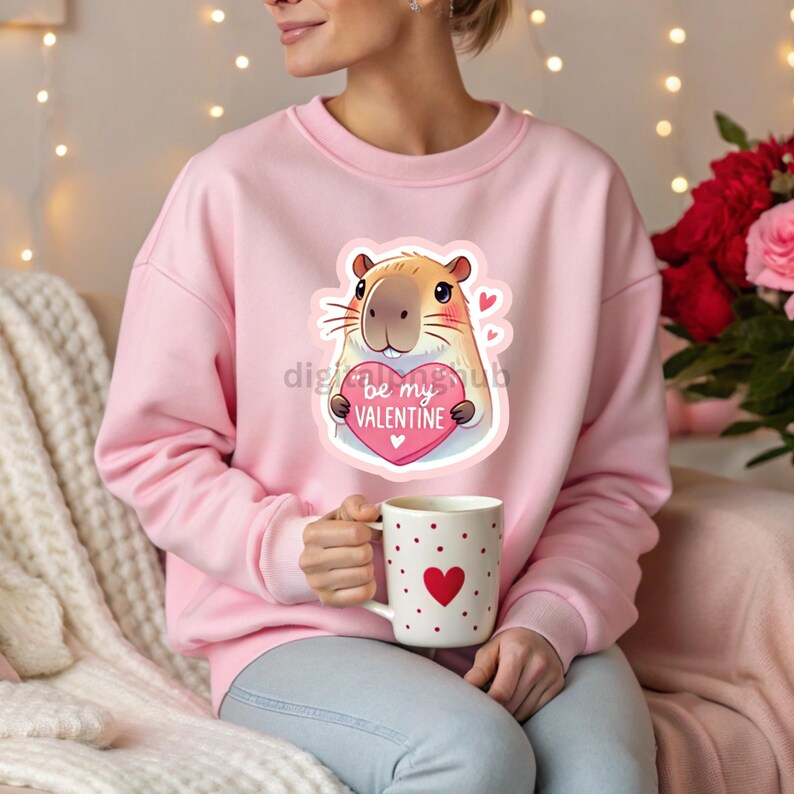 Be My Valentine Capybara Png Cute Valentine’s Day Sublimation Adorable ...