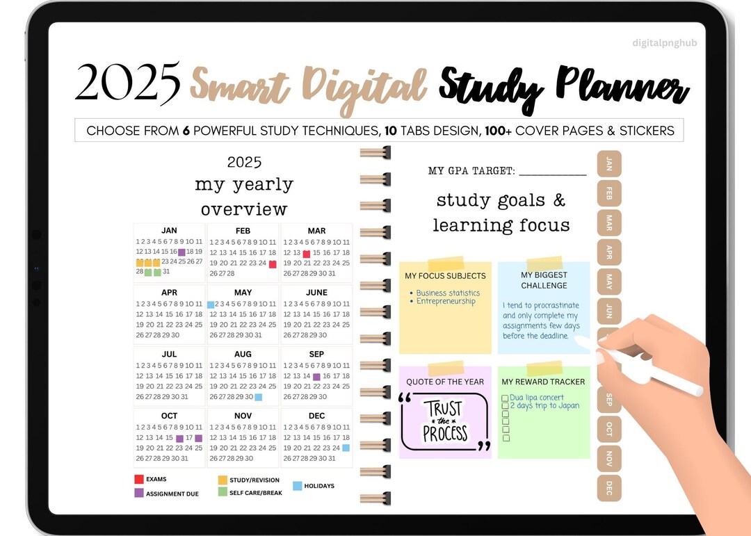 Editable Smart Digital Study Planner 2025 | Monthly, Weekly, Daily ...