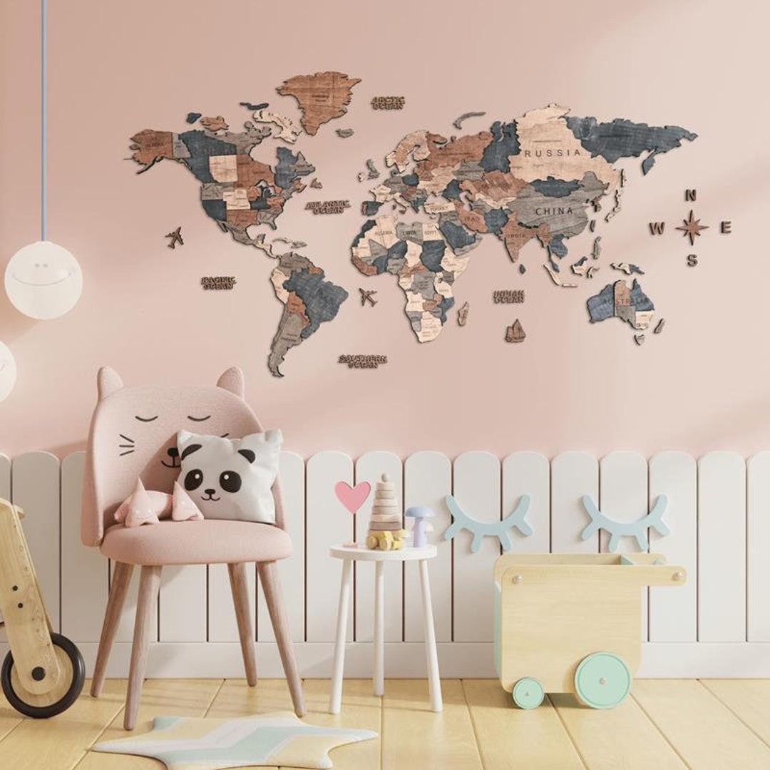 3D WORLD MAP CHİLD - Etsy