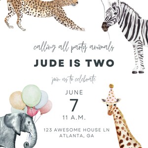 Calling All Party Animals Kid and Baby Birthday Party Invitation - Etsy