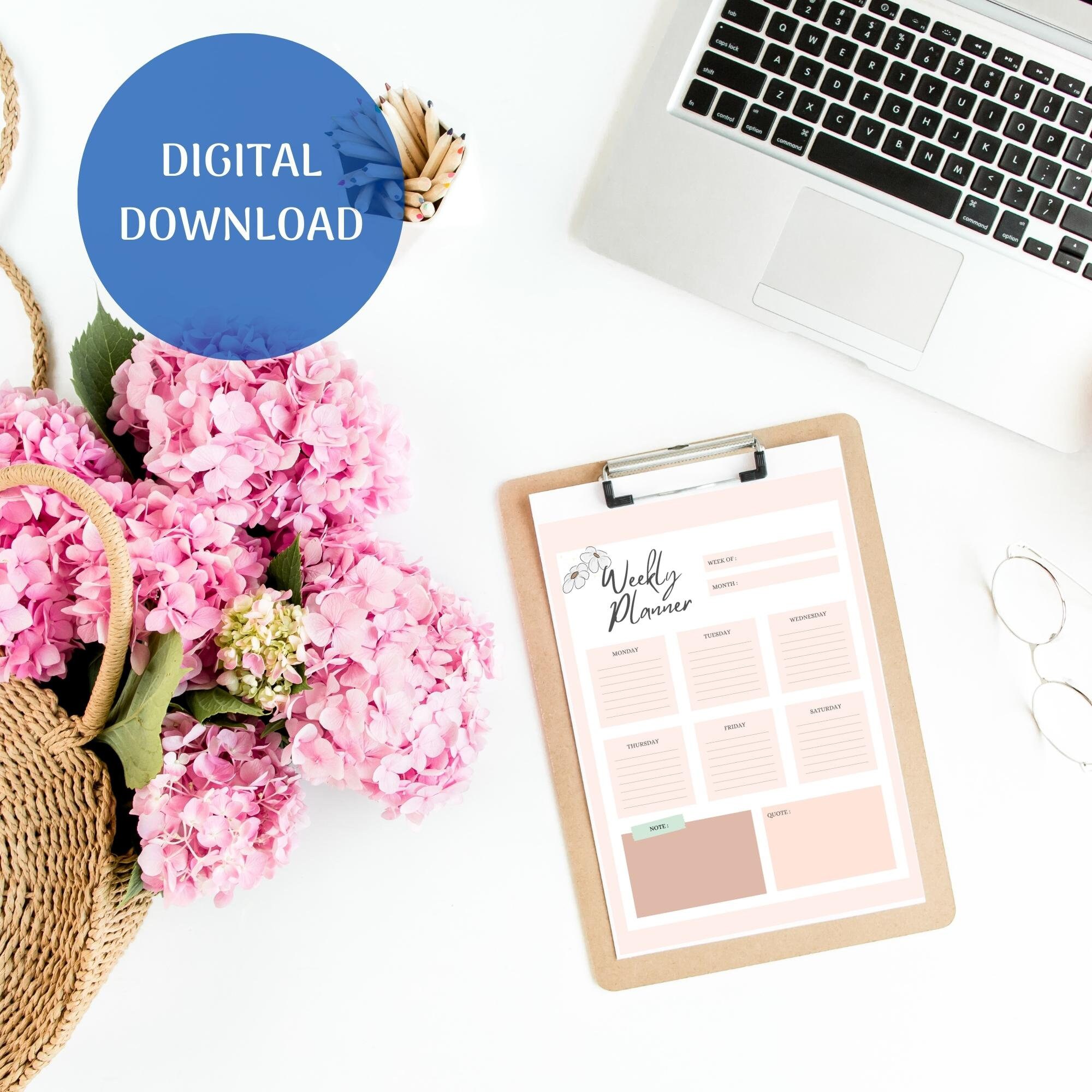 Weekly Planner Landscape, A3 & A4 Printable Planner, Minimalist Planner ...