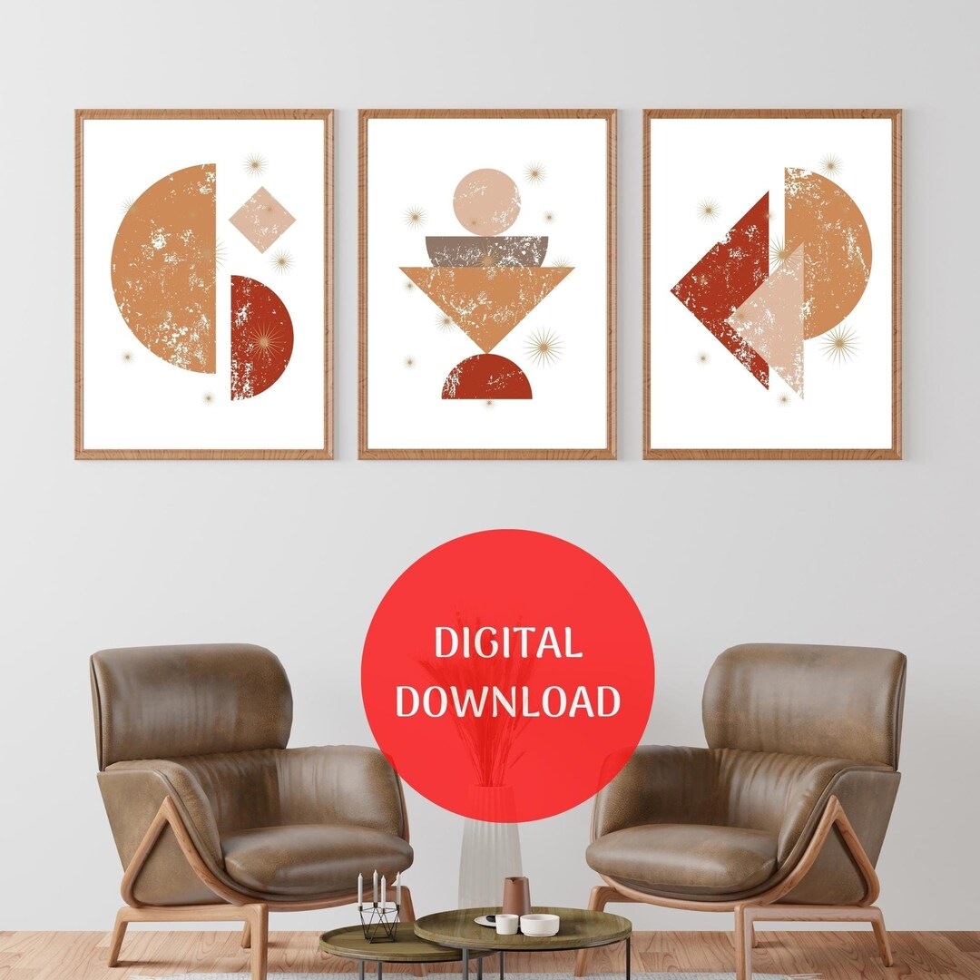 Set of 3 Boho Shapes Wall Art Printable I Boho Prints I Boho Neutral ...