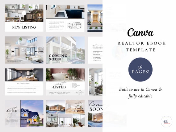 Real Estate Template Canva Template Realtor Marketing | Etsy
