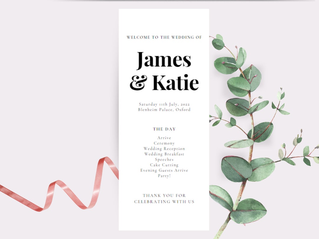 Wedding Program Template | Instant Download | Canva Template | Editable ...