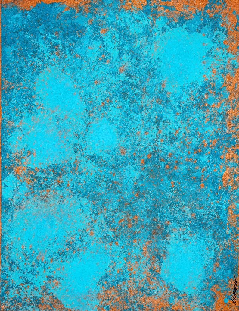 Turquoise Mineral Original Painting Art Print, Natural Gemstone Wall ...