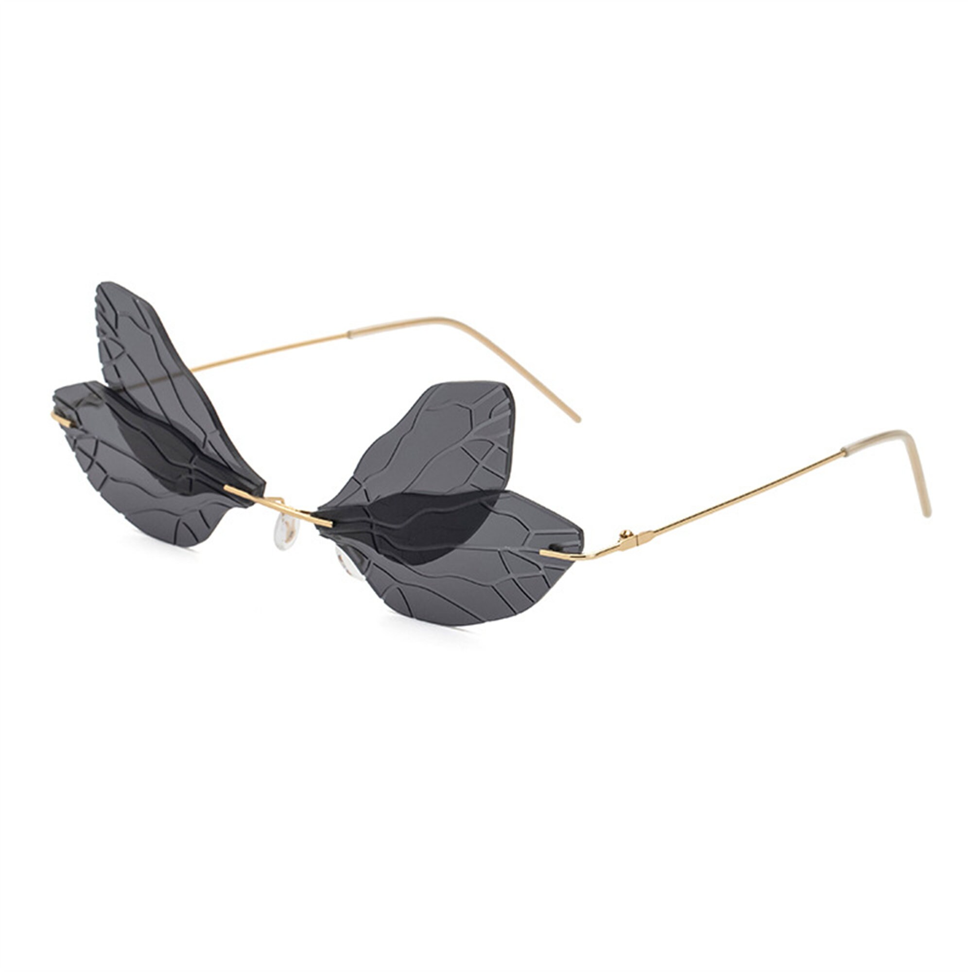 Dragonfly Fairy Wing Sunglasses Butterfly Frameless Two Piece Shades ...