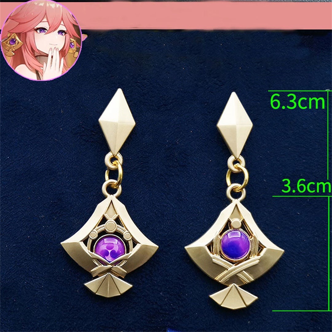 Genshin Impact,inazuma Yae Miko Cosplay Earring Keychain,yae Miko ...