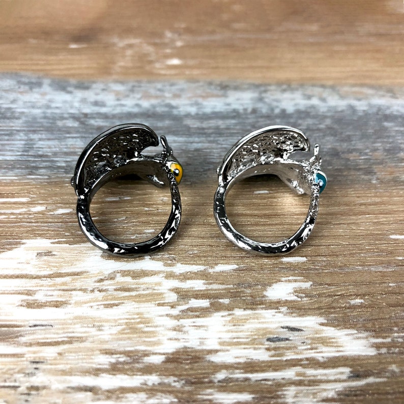 Toothless Dragon Ring & Silver Fury Cute Dragon Rings, Couple Ring ...
