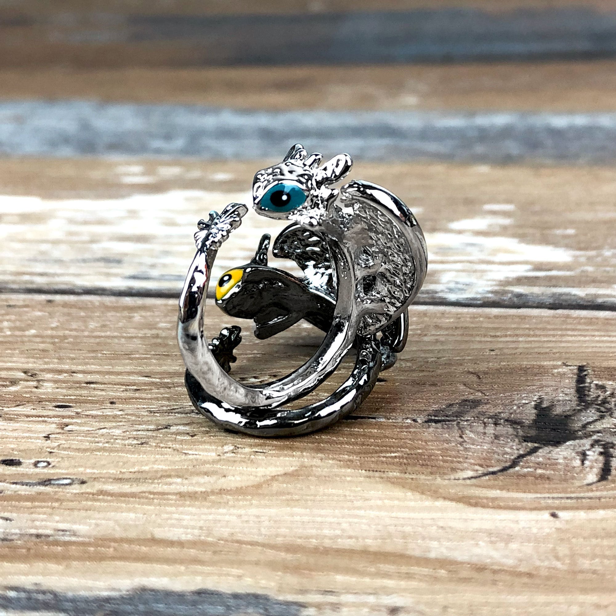 Toothless Dragon Ring & Silver Fury Cute Dragon Rings, Couple Ring ...