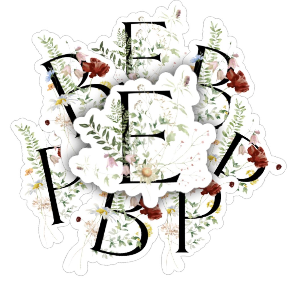 Flower Letter Vinyl Sticker Monogram Water Bottle, Car, Laptop ...