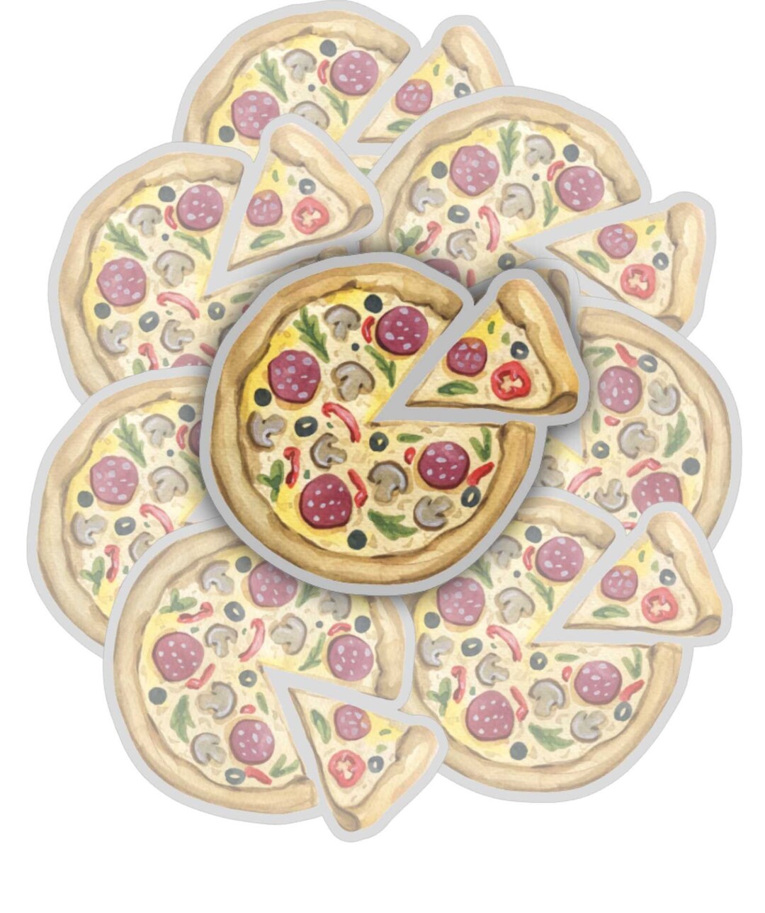 PIZZA Vinyl Sticker Favorite Food Water Bottle, Car, Laptop, Notebook ...
