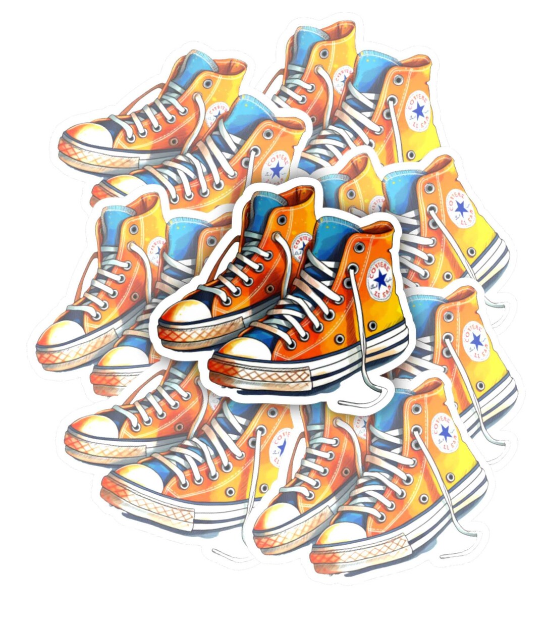 Sneakers Retro Vinyl Sticker Water Bottle, Car, Laptop, Notebook ...