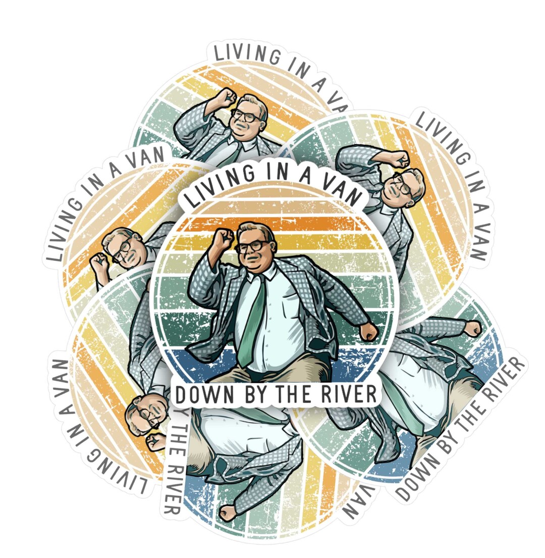Living in a Van Down by the River Vinyl Sticker Matt Foley Water Bottle ...