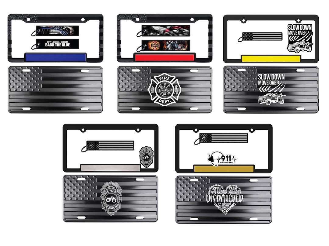 First Responder License Plate, Frame & Key Tag Combo. Police Officer ...
