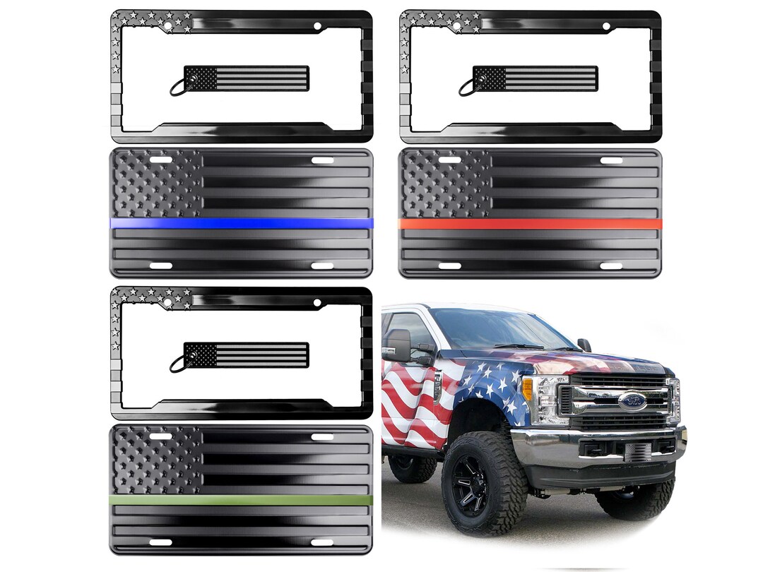 American Flag Thin Blue Line, Thin Red Line or Thin Green Line License ...