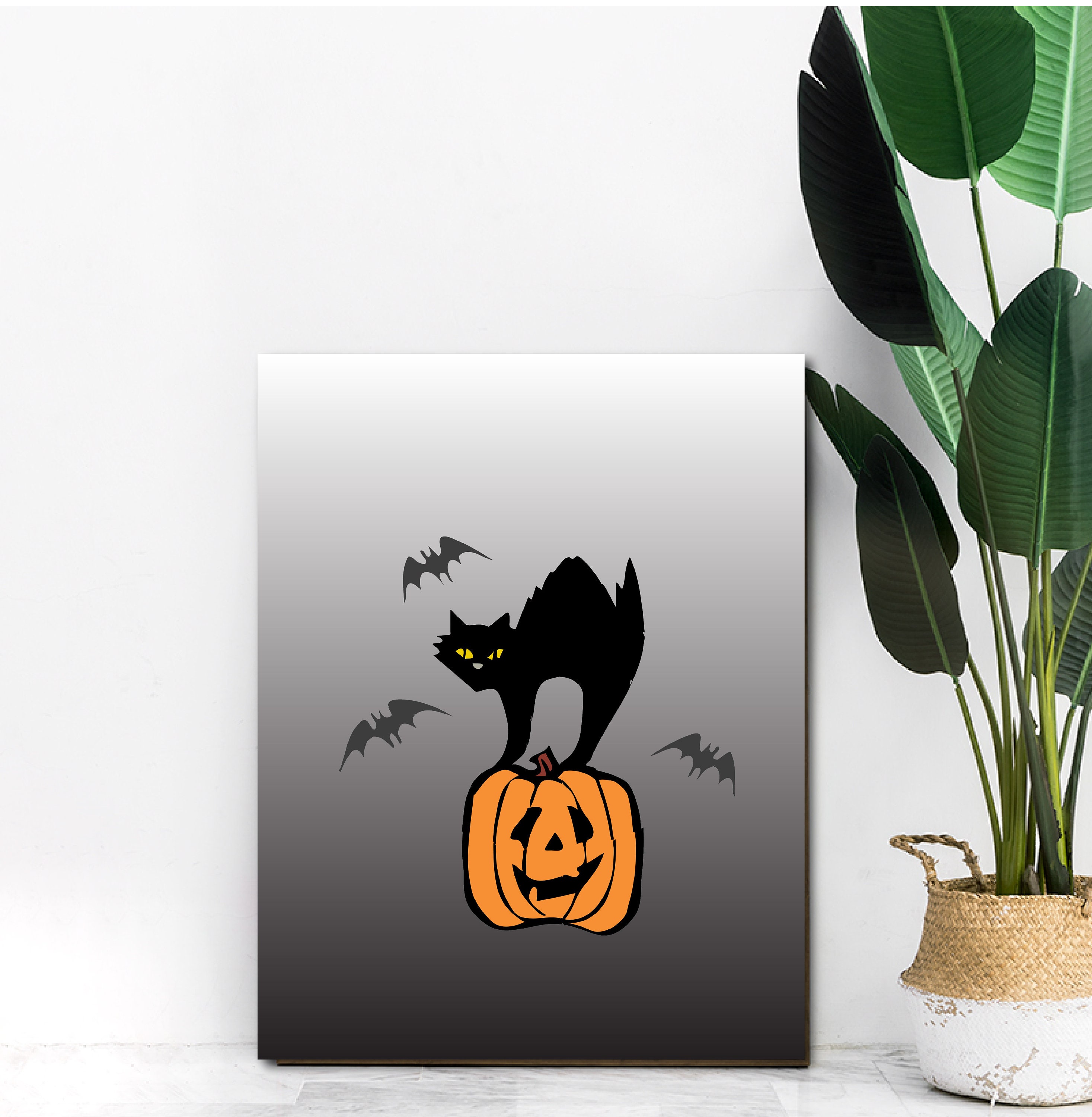 Halloween Printable Set of 3 Wall Decor Cat Skeleton - Etsy