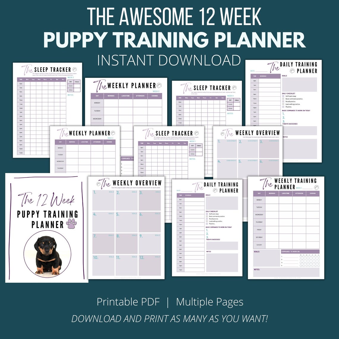 12 Week Puppy Training Planner, New Puppy Planner, Puppy Training ...