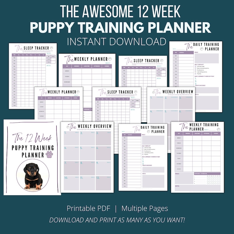12 Week Puppy Training Planner, Petcare Journal (printable PDF) - Etsy