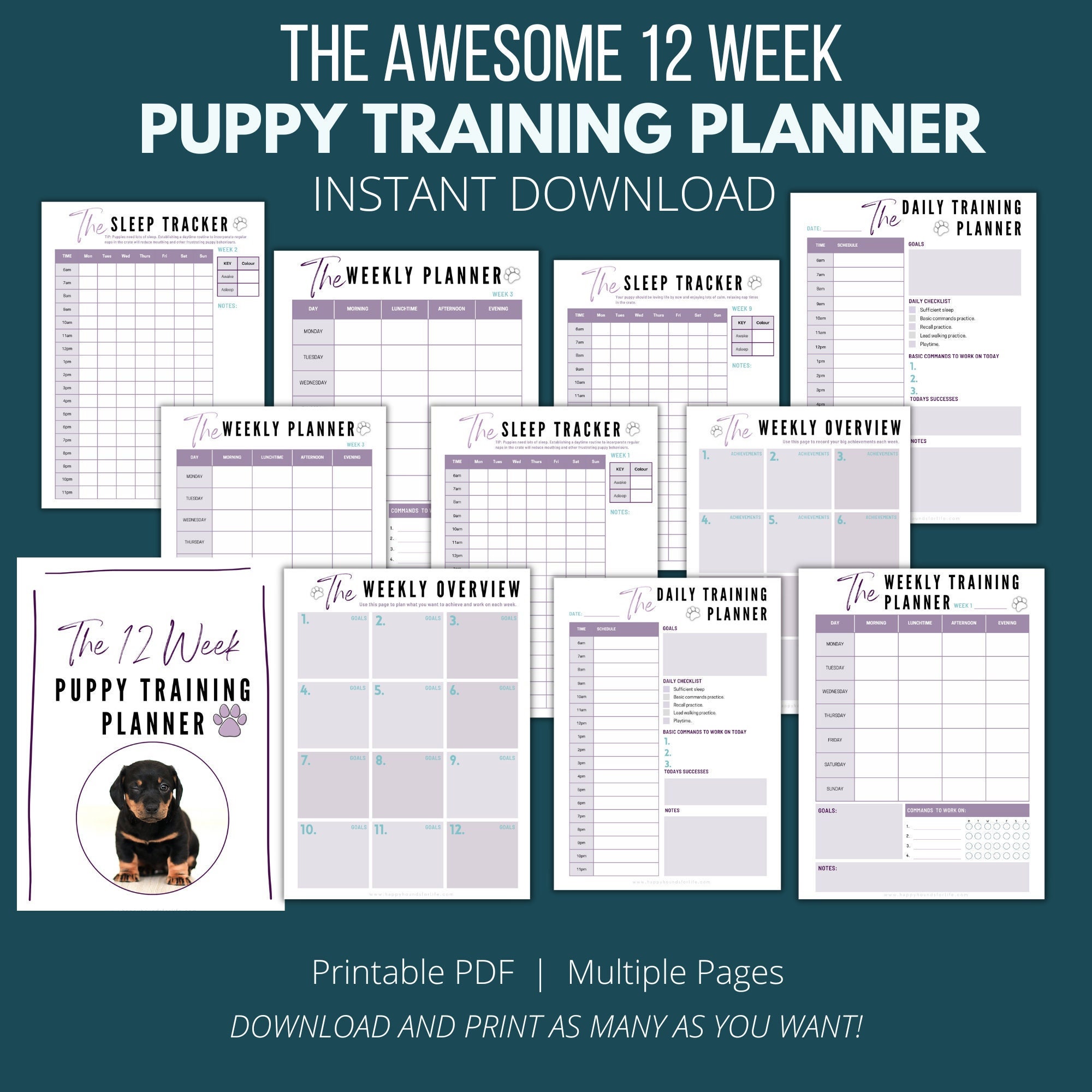 12 Week Puppy Training Planner, New Puppy Planner, Puppy Training ...